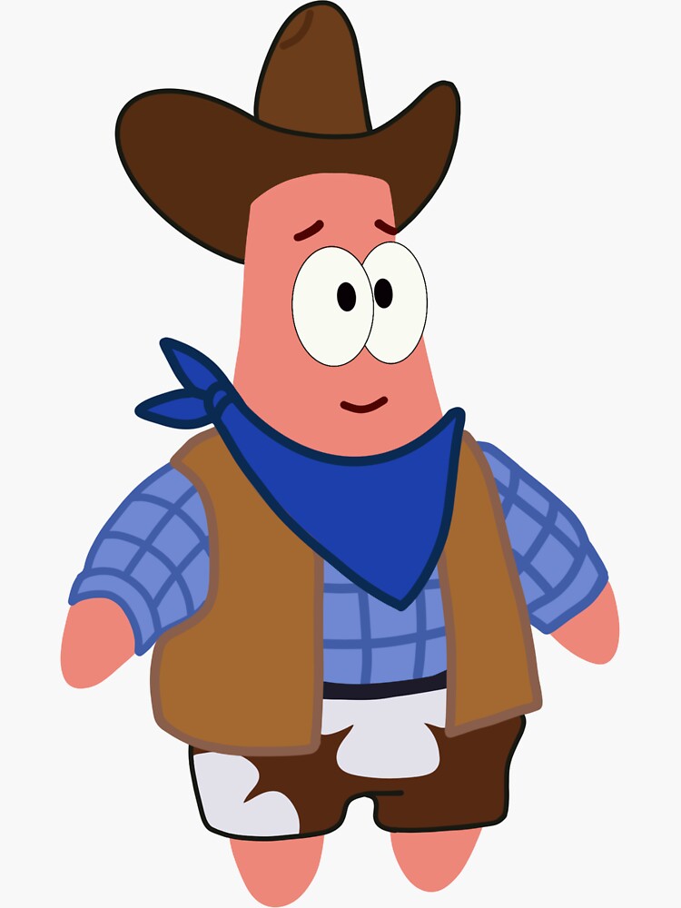 "Cowboy Patrick Star" Sticker for Sale by Chlobay | Redbubble