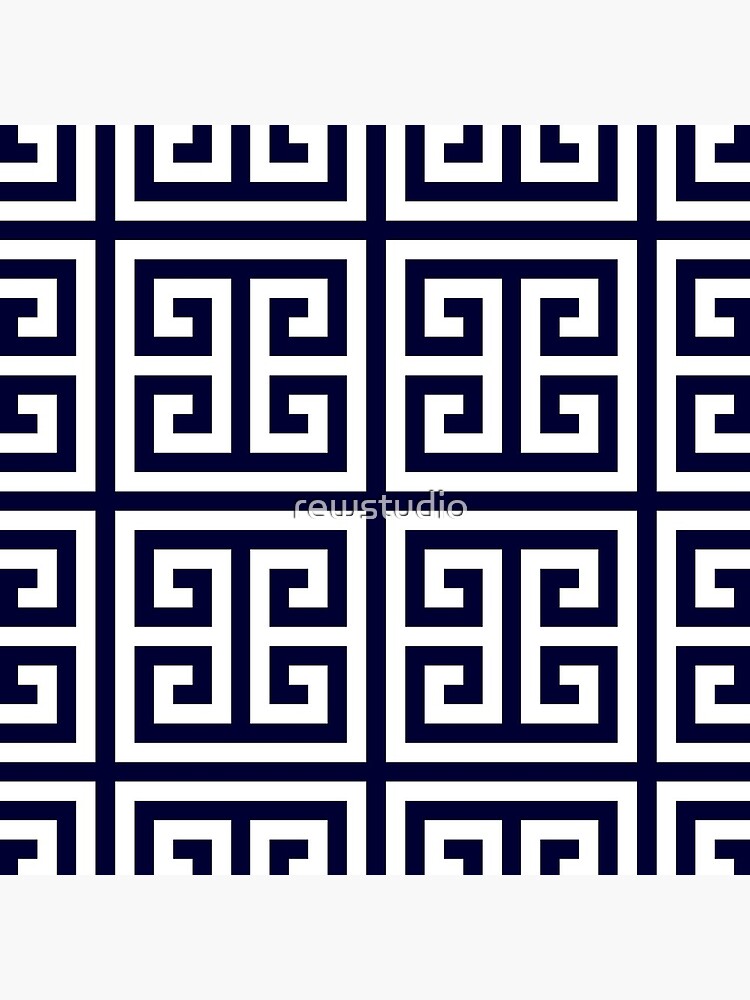 "Greek Key Navy Blue And White Pattern" Throw Pillow for Sale by ...