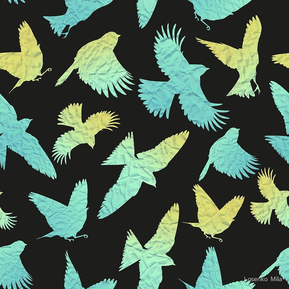 "- Paper birds pattern -" by Losenko Mila | Redbubble