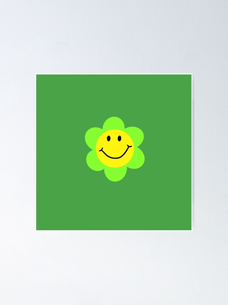 "green smiley flower" Poster by gracekdesigns | Redbubble