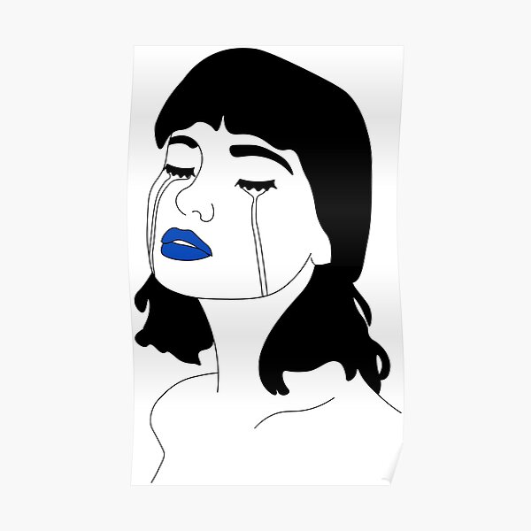 "Crying Woman Blue Lips" Poster for Sale by artsyspice | Redbubble