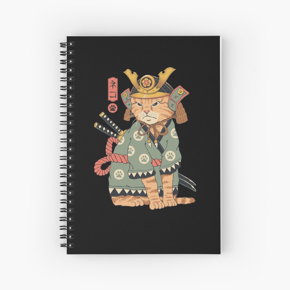 "Neko Samurai" Spiral Notebook for Sale by vincenttrinidad | Redbubble