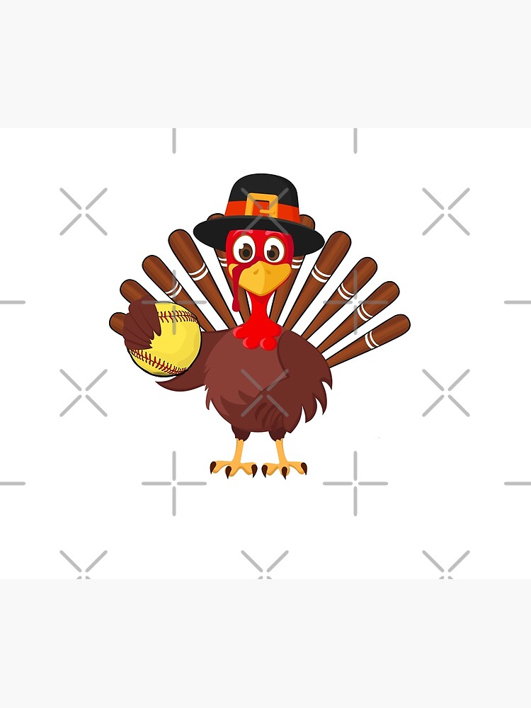 Happy Thanks Giving Day Softball Thanks Giving Turkey Softball Tapestry ...