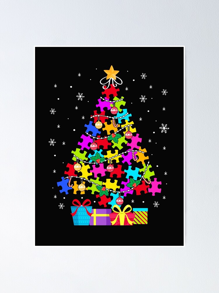 "Autism Christmas Tree Gift For A Proud Autistic Person" Poster by ...