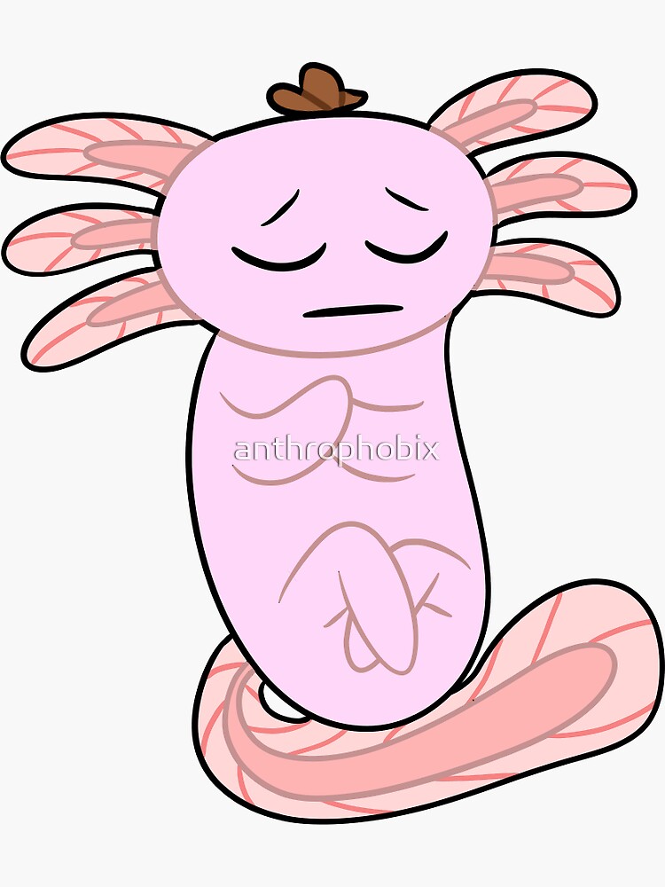 "sad axolotl hours" Sticker for Sale by anthrophobix | Redbubble