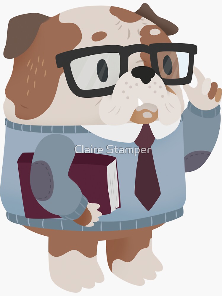 "Smart Bulldog Character" Sticker for Sale by Claire Stamper | Redbubble