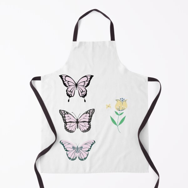 "Pink Aesthetic Butterflies with a Flower" Apron for Sale by kid-zilla ...