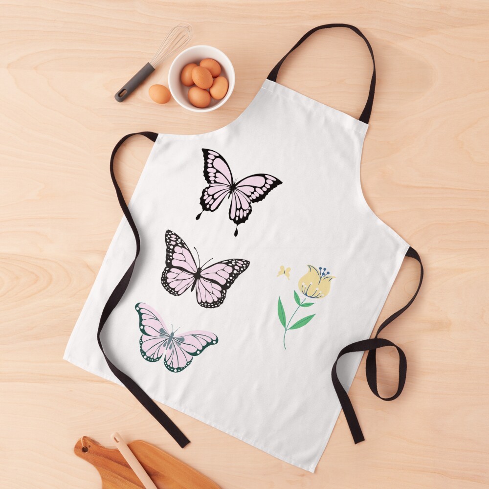 "Pink Aesthetic Butterflies with a Flower" Apron for Sale by kid-zilla ...