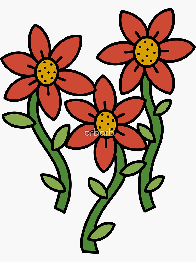 Pegatina «Flores de dibujos animados» de orborb | Redbubble