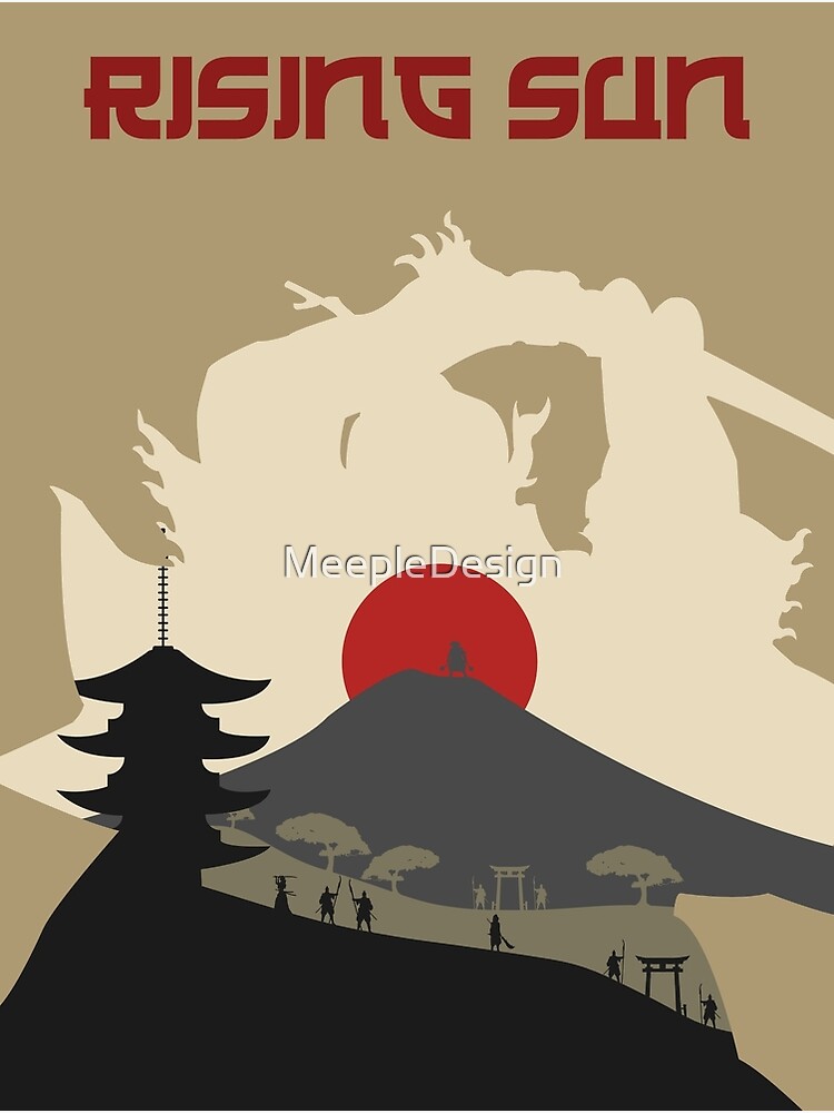 "Rising Sun Design - Minimalist Silhouette Poster Style - Board Game ...