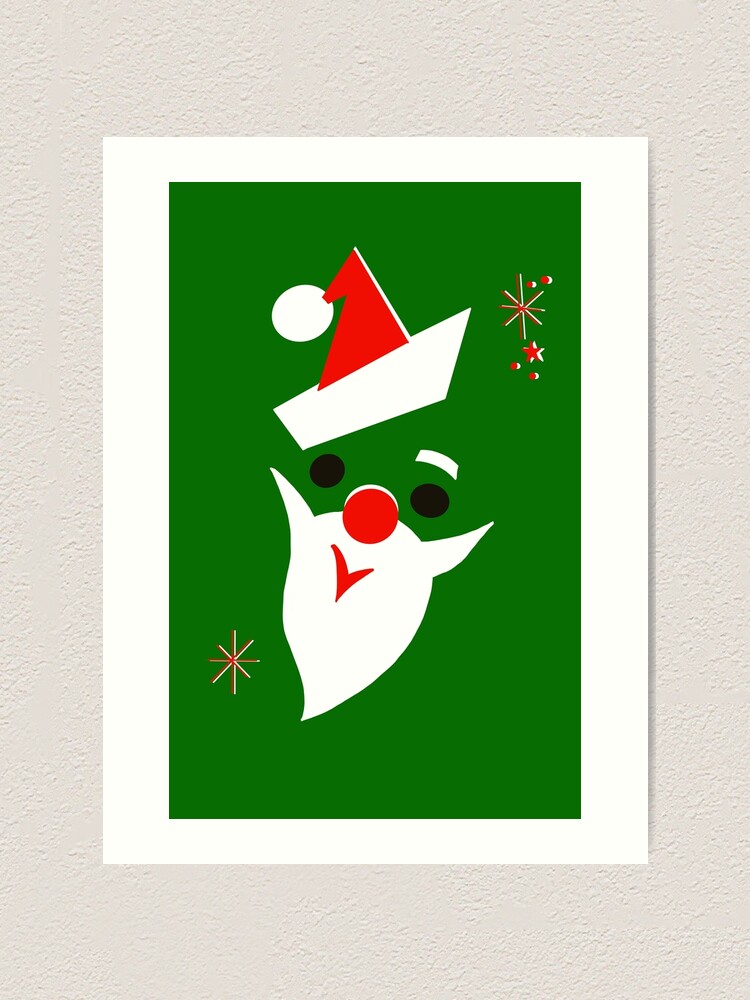 "Vintage Mid-century Modern Santa Face" Art Print by JaqiW | Redbubble