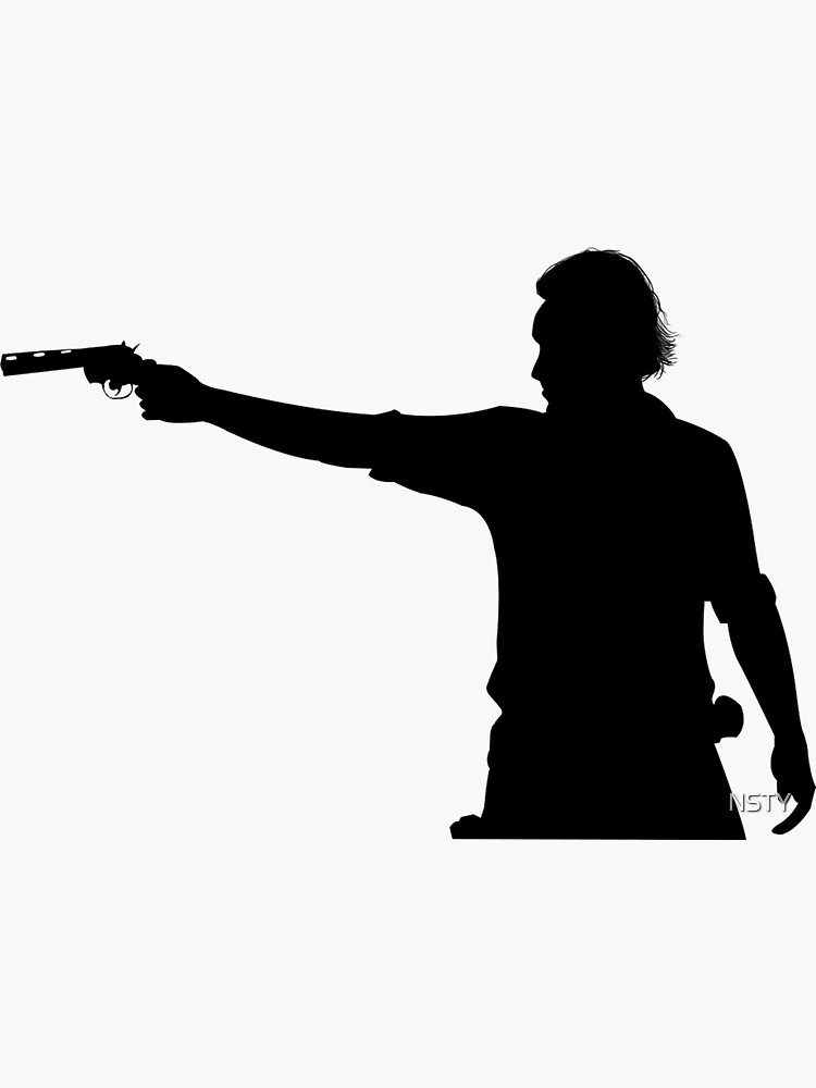 "Rick Grimes Aiming Revolver" Sticker by NSTY | Redbubble