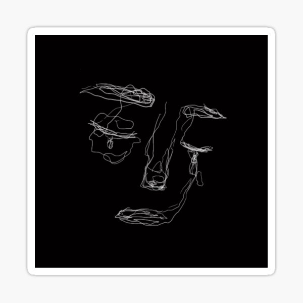 "Sad face line art drawing" Sticker for Sale by Beliche | Redbubble