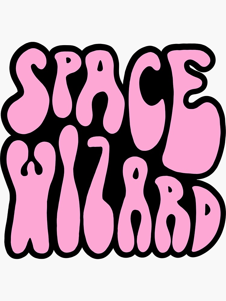 "Space Wizard Groovy Retro 70s Hand Lettered Pink" Sticker for Sale by ...