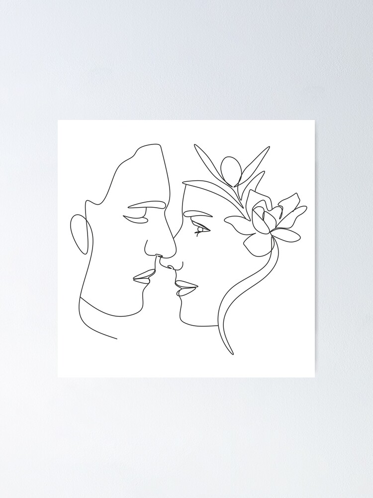 "One Line Art Couple. Line one Couple. Minimal Wall Art. Face Line ...