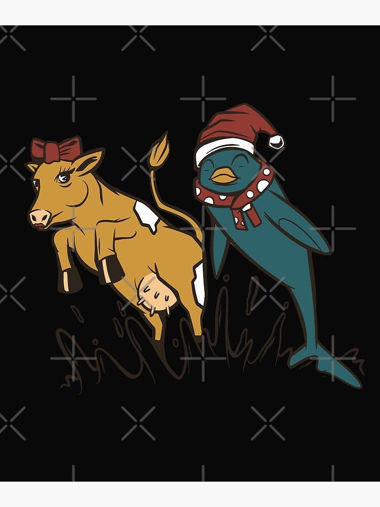 "Cow and dolphin jumping design for animal lovers" Photographic Print ...