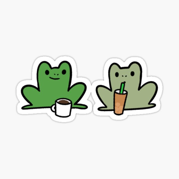 "Frogs drinking coffee" Sticker for Sale by jill-lans | Redbubble