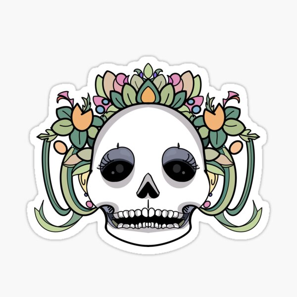 "Flowery skull" Sticker by Epidemiedart | Redbubble