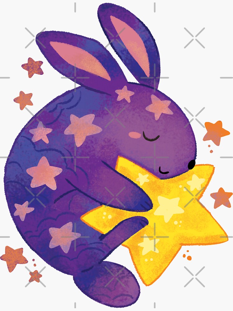 "Galaxy Bunny Holding a Star " Sticker by michelledraws | Redbubble