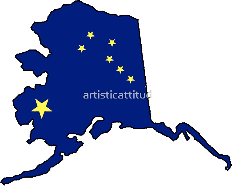 alaska outline with flag