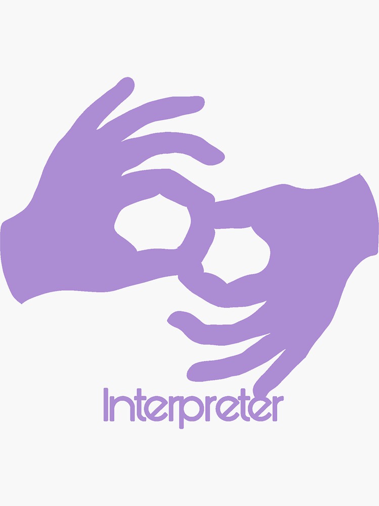 "Purple Asl sign for interpreter" Sticker for Sale by Jennaviveart ...