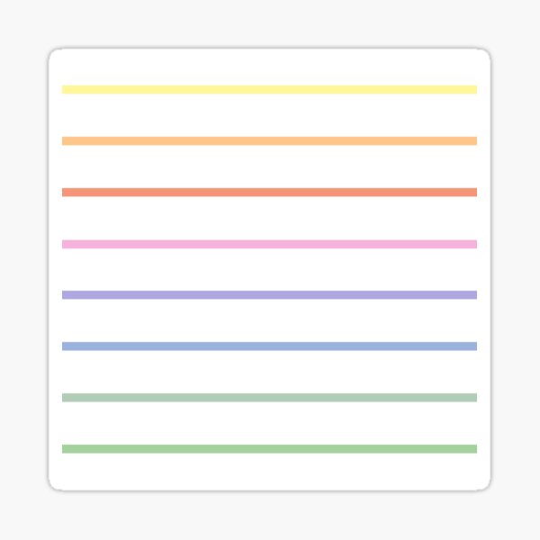 "Vintage pastel white and rainbow stripes - horizontal narrow" Sticker ...