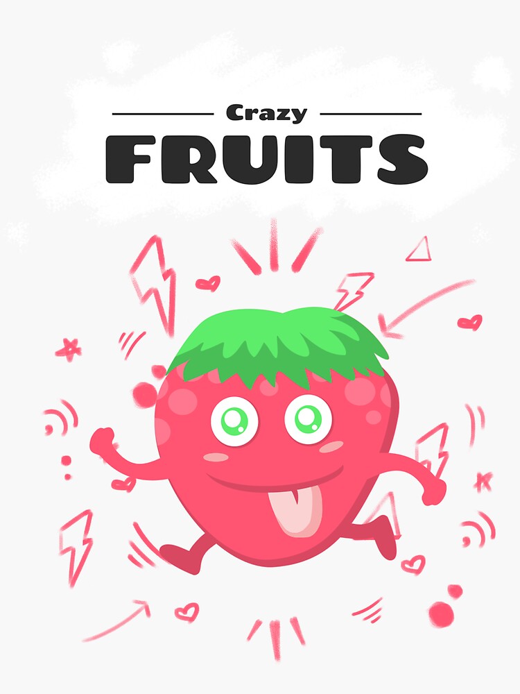 "Crazy Fruits - Kawaii Goofy Strawberry" Sticker by Seatizen | Redbubble