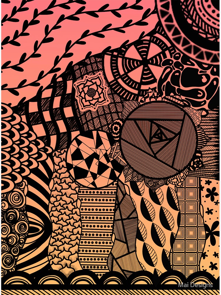 "Red-Orange Zentangle" Sticker for Sale by MaiCraftShack | Redbubble