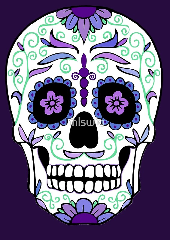 "Sugar Skull Purple and blue" by mlswig | Redbubble