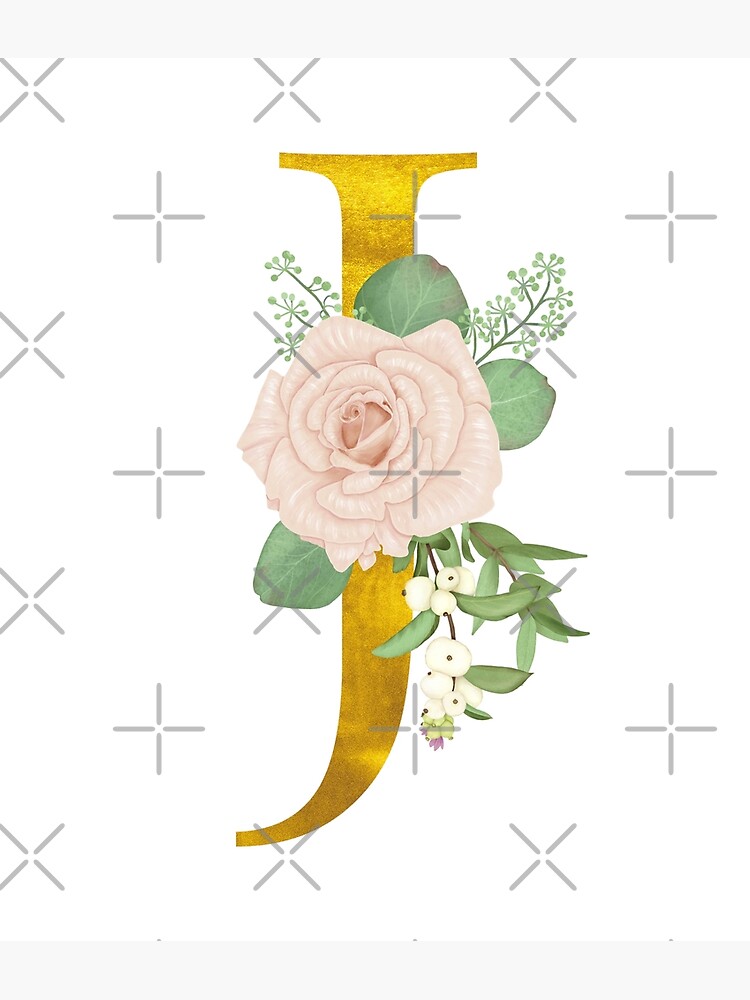 "Gold & Pink Floral Monogram J" Poster for Sale by adortopia | Redbubble