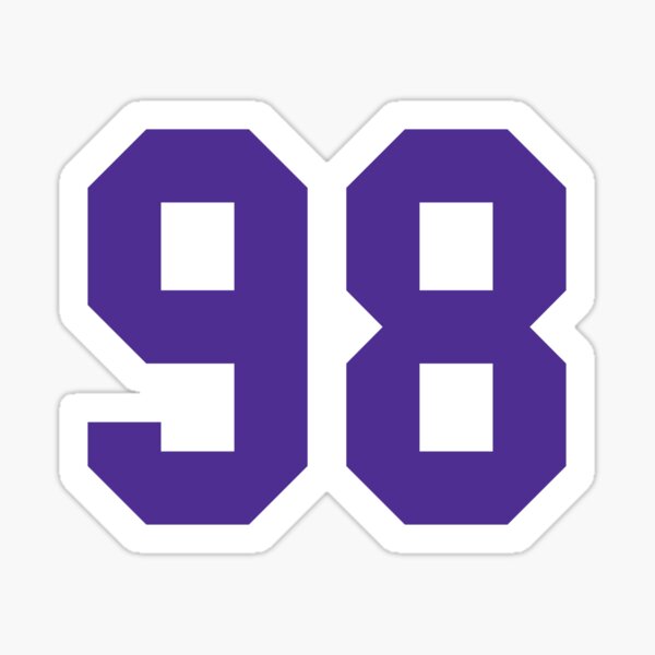 "Ninety-Eight Purple Jersey Number Sports 98" Sticker for Sale by ...
