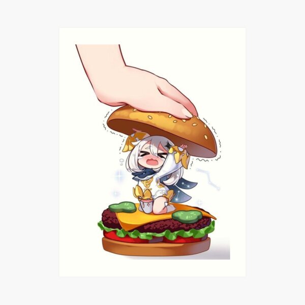 "genshin impact paimon Cute hamburger " Art Print for Sale by Weedyff ...