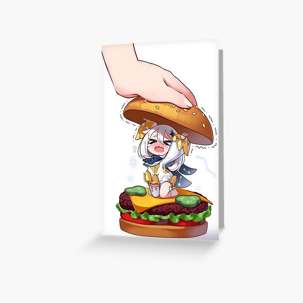 "genshin impact paimon Cute hamburger " Greeting Card by Weedyff ...