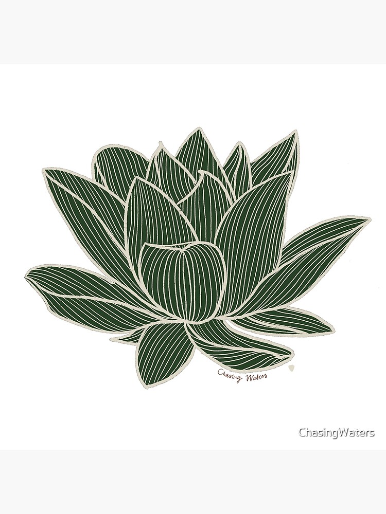 Poster « Dessin au trait Lotus vert olive », par ChasingWaters | Redbubble