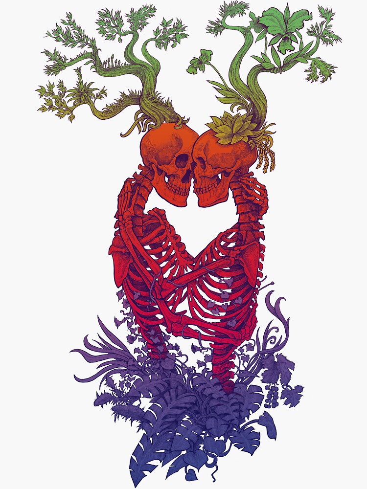 "Loving skeleton" Sticker by Artropodo | Redbubble