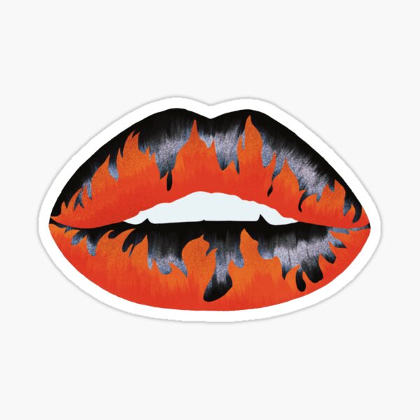"flaming fire lips" Sticker for Sale by crizzysketch | Redbubble