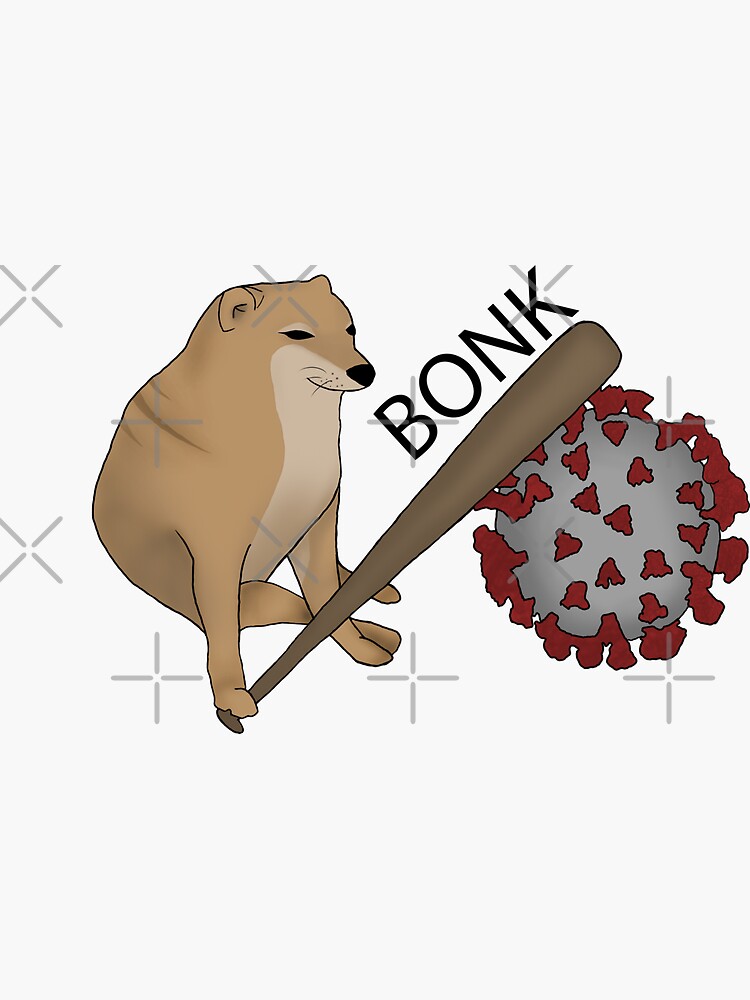 Pegatina «Cheems Virums Bonk Dibujo» de UncleApo | Redbubble