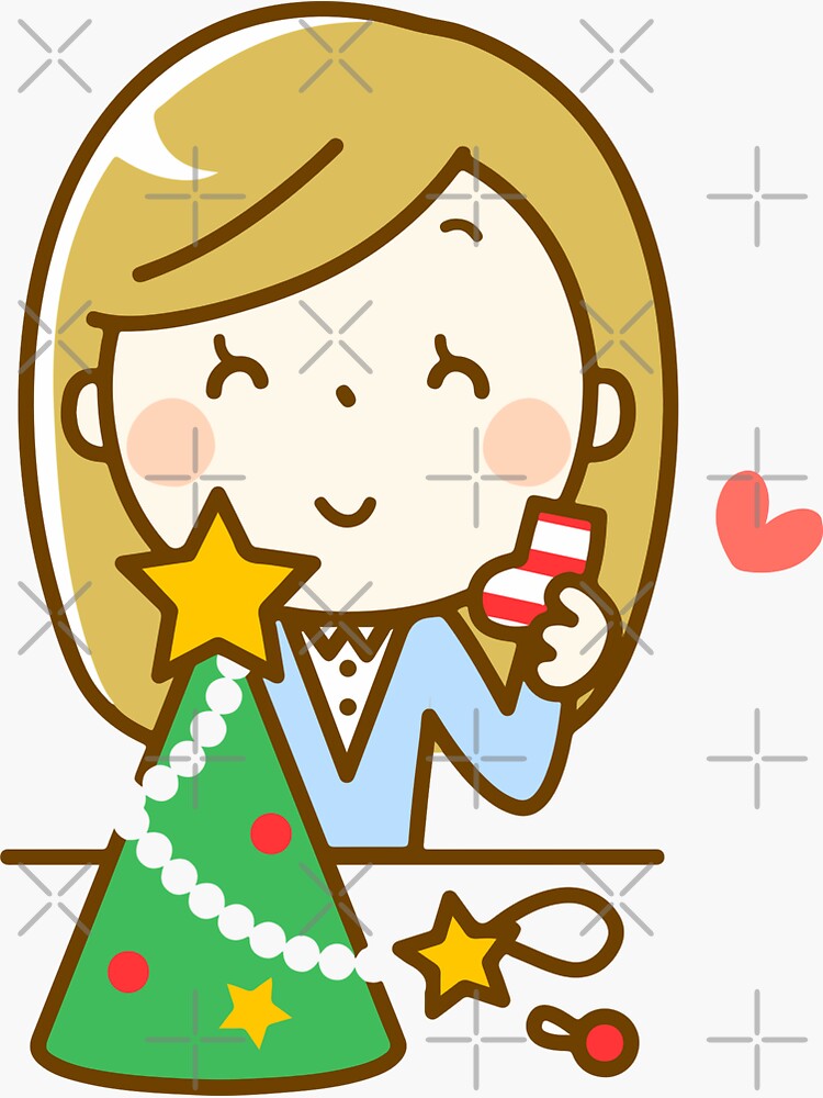 "Girls and Mini Christmas Tree" Sticker for Sale by NTZ-Design | Redbubble