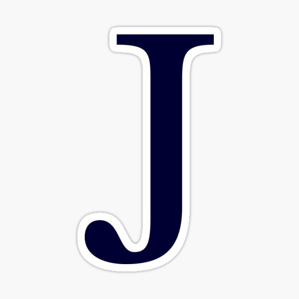 "Navy Blue On White Basic Monogram J" Sticker by rewstudio | Redbubble