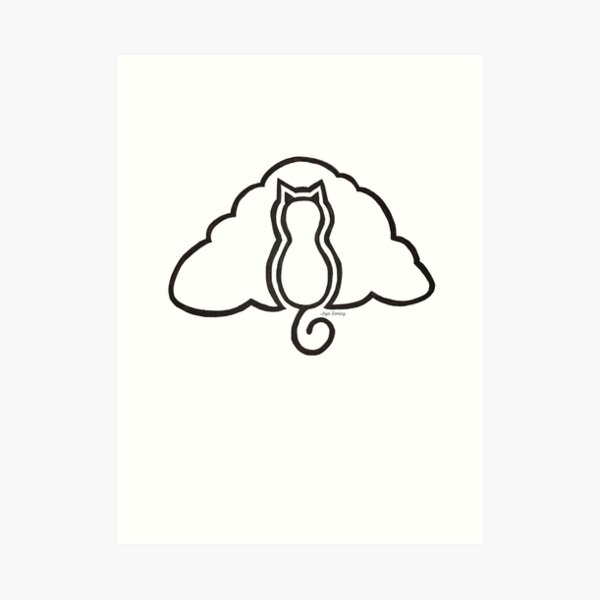 "cloud cat black outline" Art Print for Sale by angeldarkling | Redbubble