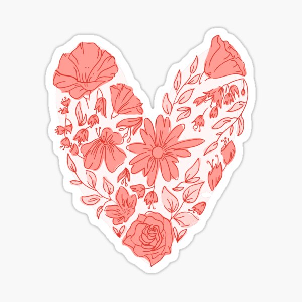 "Cute Pink Rose Love Heart" Sticker by kid-zilla | Redbubble