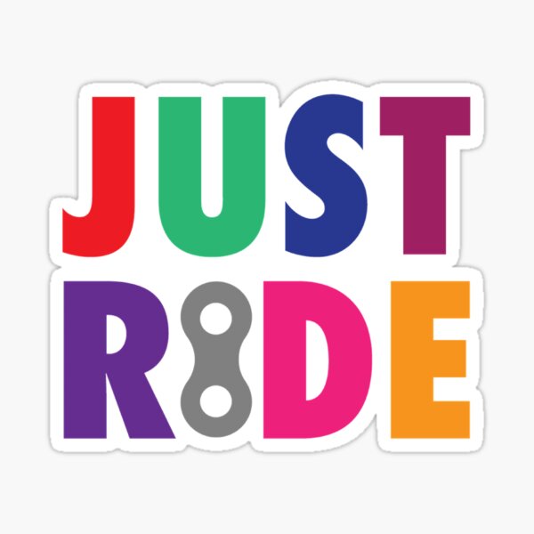 "Just Ride biking sign graphic logo" Sticker for Sale by monikacollins ...