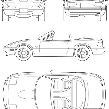 "Mazda MX-5 NA Miata Blueprint" Sticker for Sale by Demetr0s | Redbubble