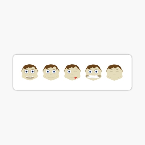 "Papercraft style artwork of a little boys facial expressions" Sticker by chattleyworks | Redbubble