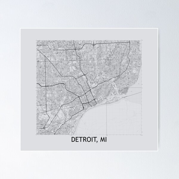 "Detroit, MI Hexadic Topographical Map Grey" Poster for Sale by ...