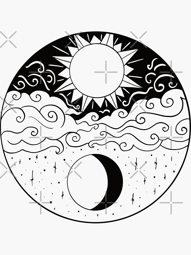 "Sun And Moon Emblem" Sticker for Sale by infleims | Redbubble
