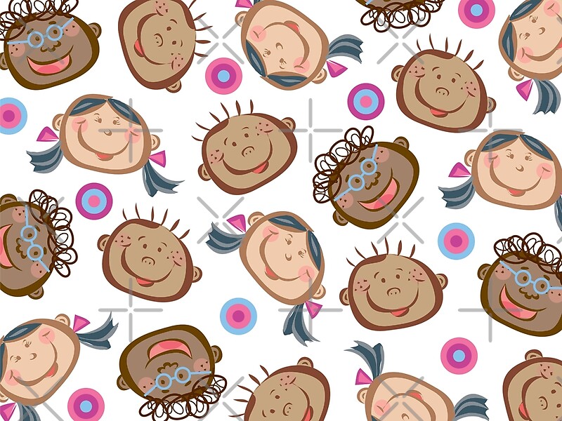 "Cartoon Boys And Girls Happy Silly Faces" by fatfatin | Redbubble