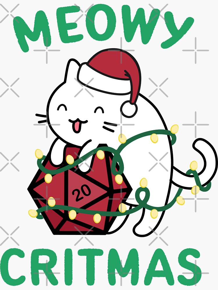 "Meowy Critmas DnD Christmas Cat" Sticker for Sale by Mariamr | Redbubble