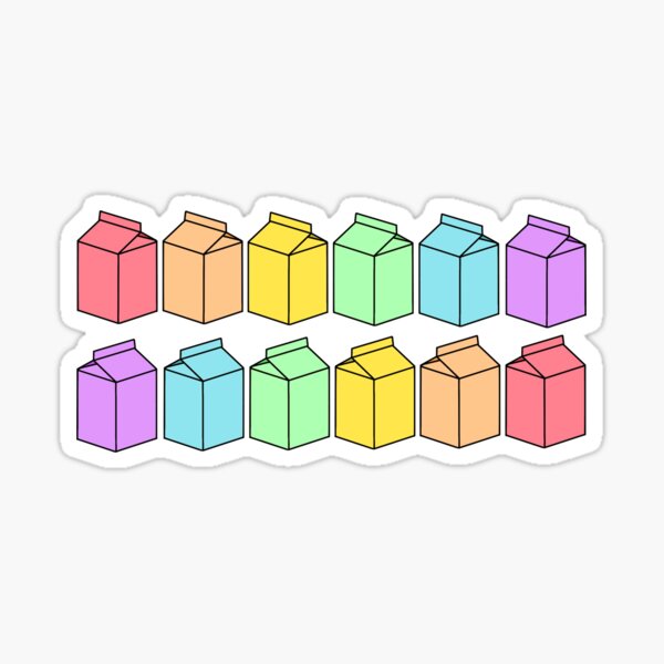 "Rainbow Milk Cartons " Sticker by ShadowiesArt | Redbubble