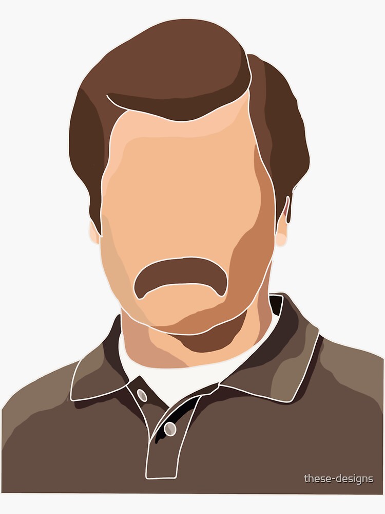 "Ron Swanson" Sticker for Sale by these-designs | Redbubble